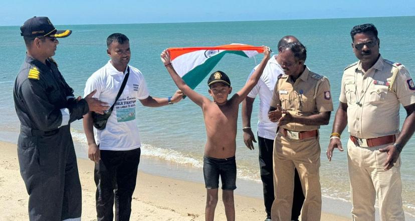 7-year-old Jharkhand boy swims across Palk Strait